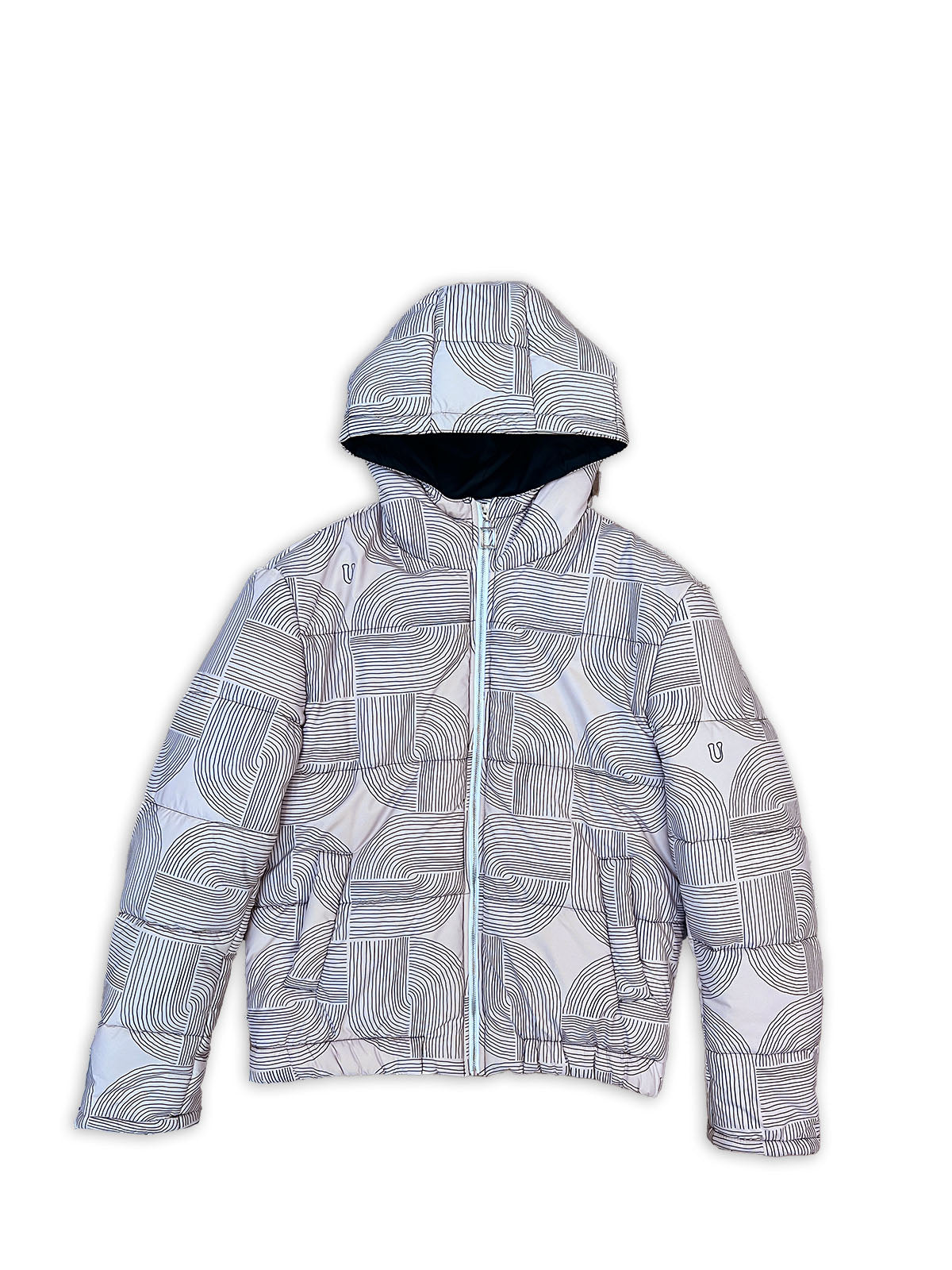 UNREAL Labyrinth Print Puffer Jacket Beige – [UNREAL] Industries